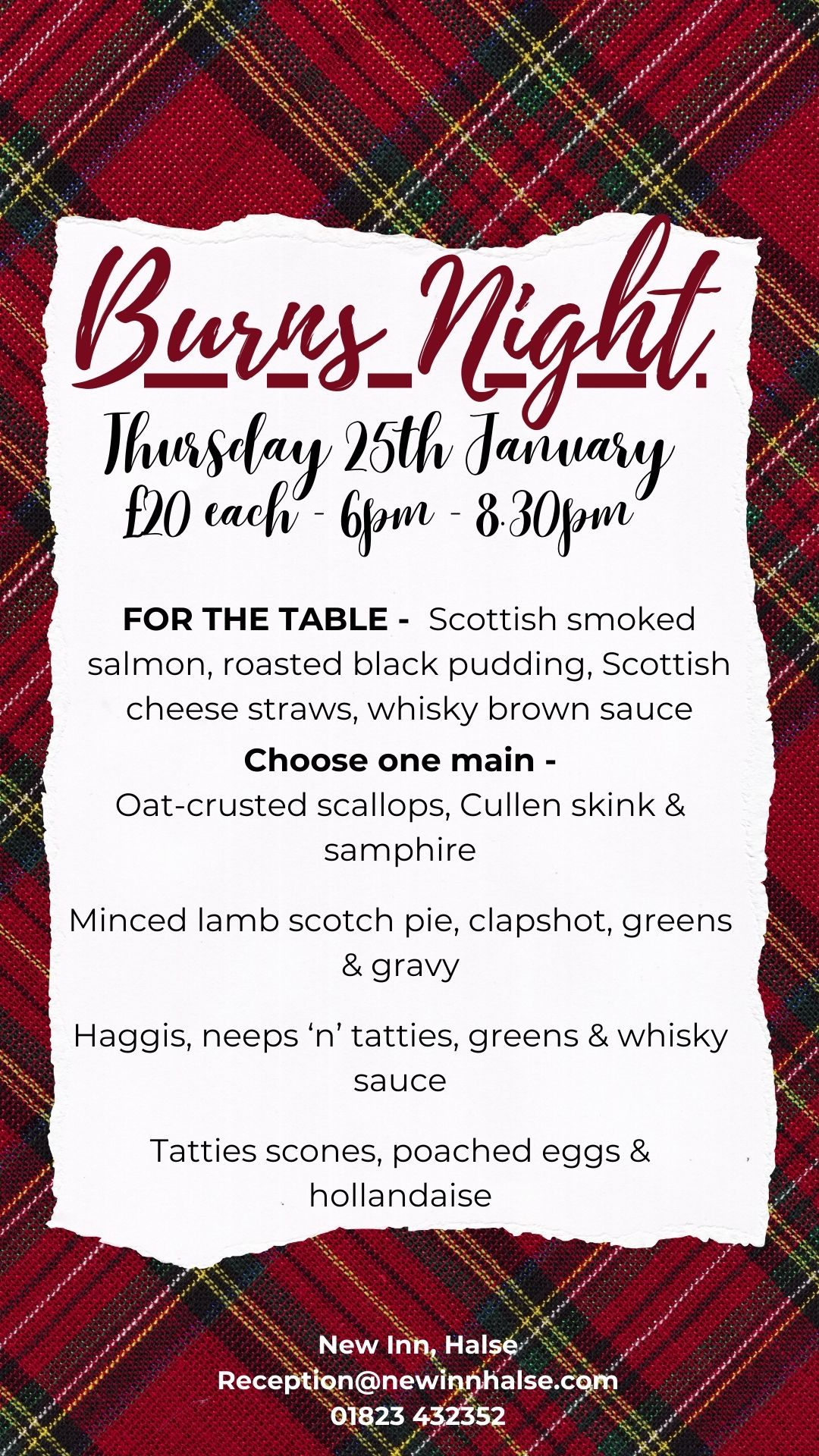 Burns Night - New Inn, Halse, Taunton, Somerset