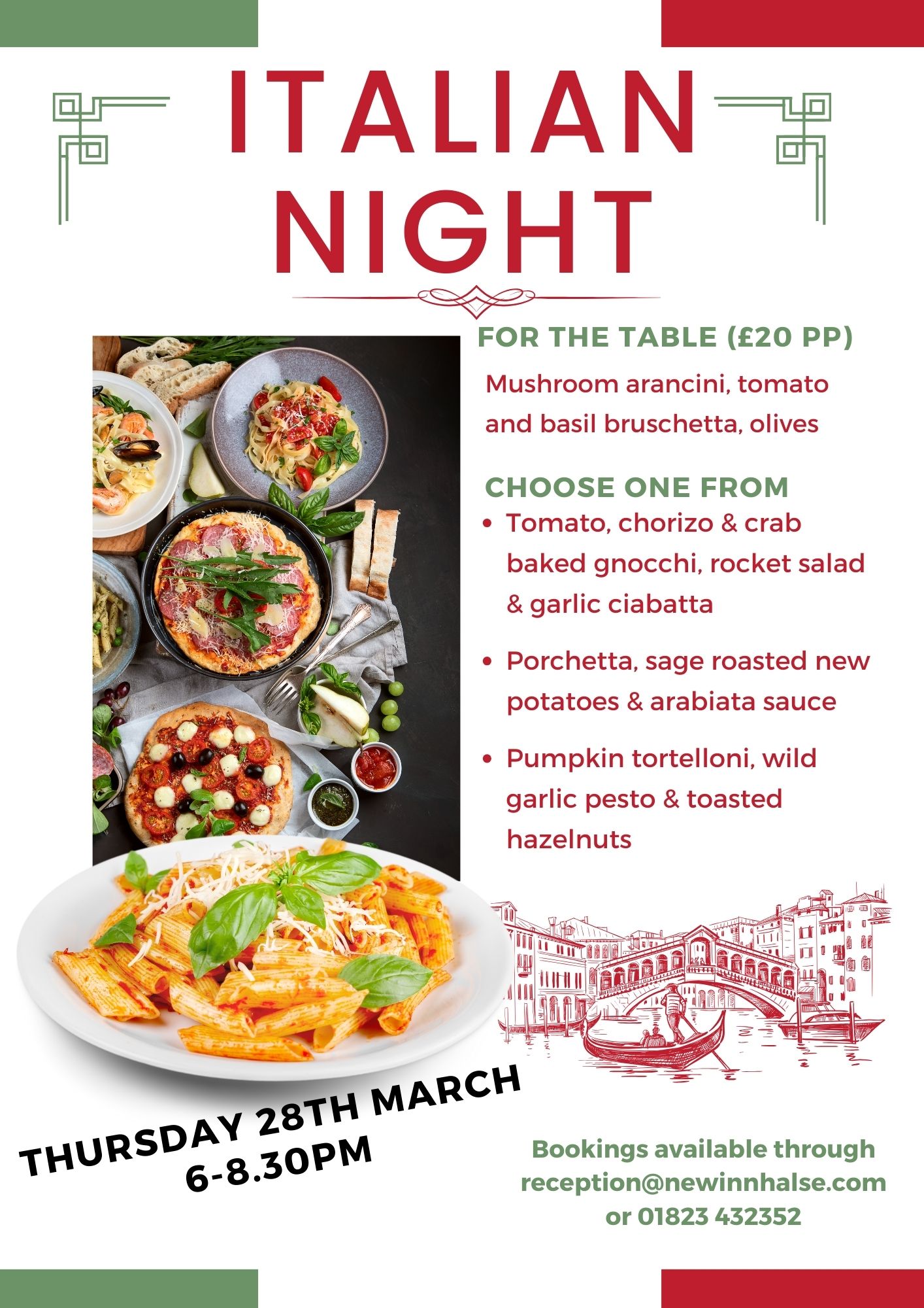 Italian Night - New Inn, Halse, Taunton, Somerset